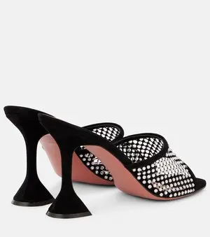Amina Muaddi Lupita 95 Suede-trimmed Mesh Mules