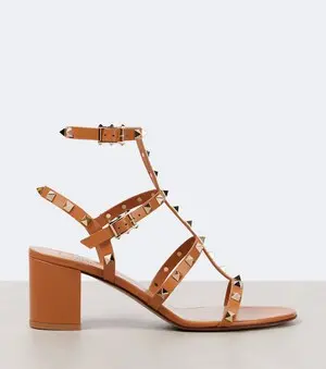 Valentino Garavani Rockstud Leather Sandals - Brown