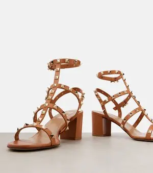 Valentino Garavani Rockstud Leather Sandals - Brown