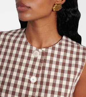 Veronica Beard Lois Gingham Seersucker Top - Neutrals