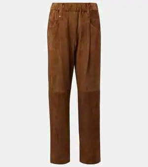 Brunello Cucinelli Suede Straight Pants