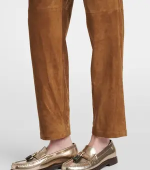 Brunello Cucinelli Suede Straight Pants