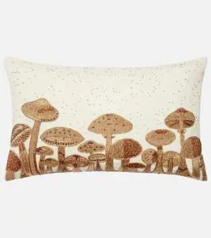 Jonathan Adler Botanist Mushroom Field Linen Cushion - White