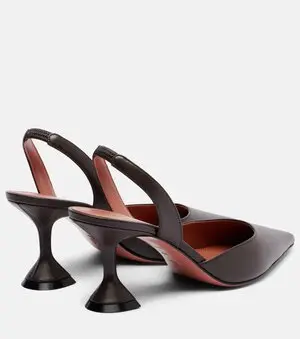 Amina Muaddi Holli 70 Leather Slingback Pumps - Brown