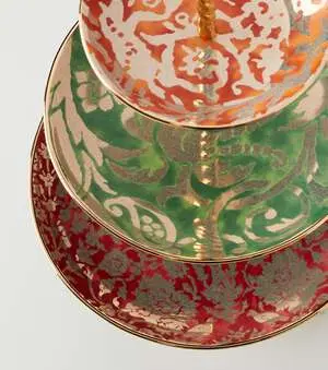 L'Objet Fortuny Gold-plated Porcelain Serving Stand