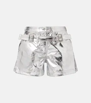 Rabanne Metallic High-rise Shorts - Silver