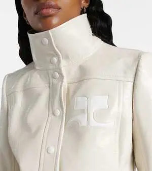 COURREGES Logo Faux Leather Jacket