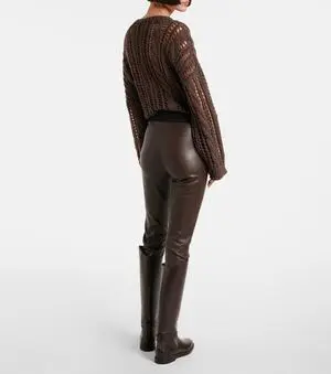 Brunello Cucinelli Leather Slim Pants - Brown