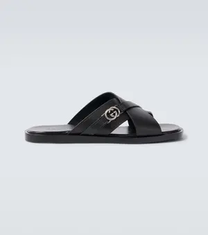 Gucci Leather Slides - Black