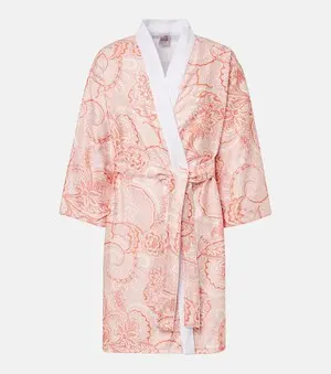 Etro Bloom Paisley Cotton Bathrobe - Orange