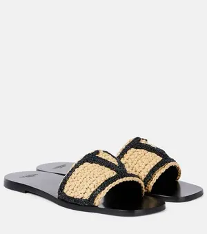 Valentino Garavani Viva Superstar Embroidered Crochet Slides - Neutrals