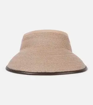 Brunello Cucinelli Leather-trimmed Raffia Visor - Beige