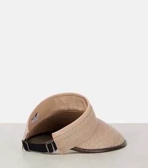 Brunello Cucinelli Leather-trimmed Raffia Visor