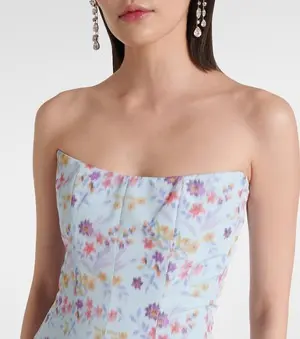 MARKARIAN Odessa Floral Ikat Corset Gown - Blue