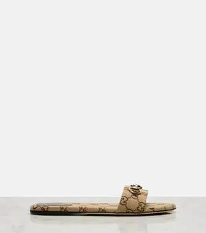 Gucci Horsebit Gg Canvas Slides - Multicoloured