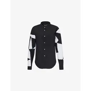 Comme Des Garçons Patchwork-pattern Long-sleeved Woven Shirt - Black