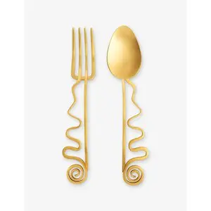 LOBJET Spirale 24ct Yellow Gold-plated Metal Serving Set Of 2 - 24k Gold