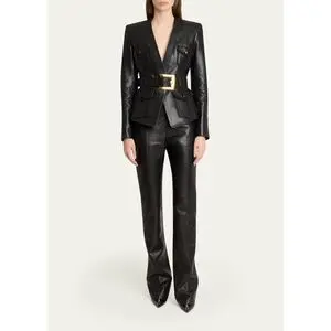 Balmain Belted Leather Jacket