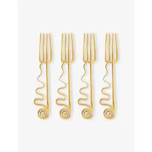 LOBJET Spirale 24ct Gold-plated Brass Cocktail Forks Set Of Four - 24k Gold