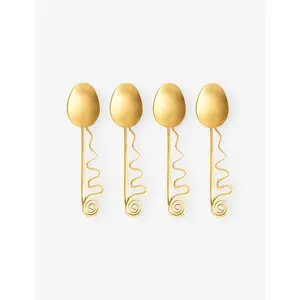 LOBJET Spirale 24ct Yellow Gold-plated Metal Cocktail Spoons Set Of 4 - 24k Gold