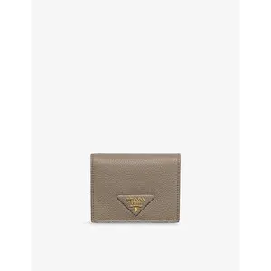 Prada Branded Leather Wallet - Grey