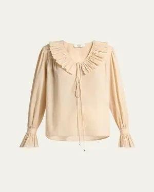 Chloé Ruffle Cotton Voile Blouse - White