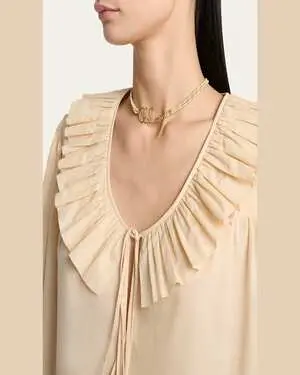 Chloé Ruffle Cotton Voile Blouse - White
