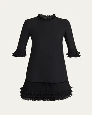 Valentino Garavani Silk Crepe Mini Dress - 0no Nero