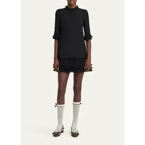 Valentino Garavani Silk Crepe Mini Dress - Hazelnut