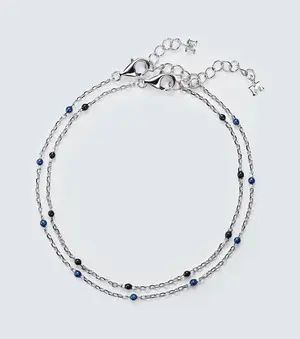 Mateo Set Of Two Sterling And Enamel Chain Bracelets - Silver