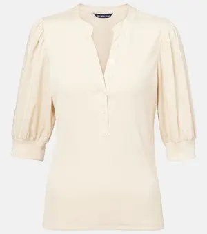 Veronica Beard Coralee Cotton-blend Top - Beige
