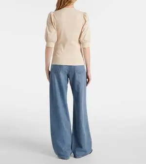 Veronica Beard Coralee Cotton-blend Top - Beige