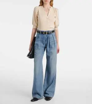 Veronica Beard Coralee Cotton-blend Top - Beige