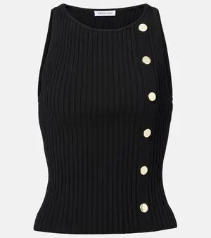 Veronica Beard Nelson Embellished Ribbed-knit Top