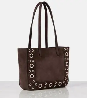 Valentino Garavani Nellcote Small Embellished Suede Shopper