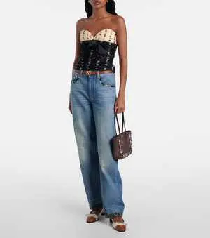 Valentino Garavani Nellcote Small Embellished Suede Shopper