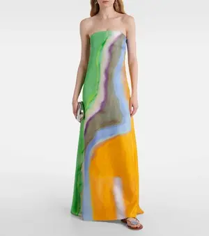 Christopher Esber Printed Silk Satin Maxi Dress