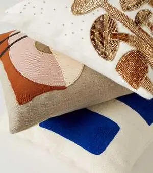 Jonathan Adler Embroidered Linen Cushion