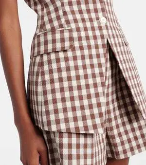 Veronica Beard Lois Gingham Seersucker Top - Neutrals