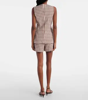 Veronica Beard Lois Gingham Seersucker Top - Neutrals