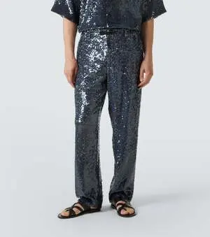 Dries Van Noten Sequined Straight Pants