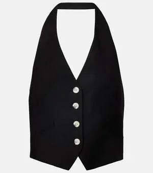 Veronica Beard Arabella Linen-blend Vest - Black