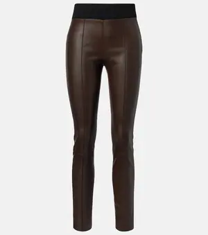 Brunello Cucinelli Leather Slim Pants - Brown