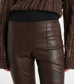 Brunello Cucinelli Leather Slim Pants - Brown