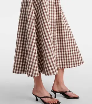 Veronica Beard Mackey Gingham Seersucker Midi Dress - Neutrals