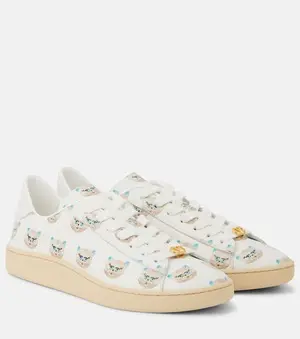 Valentino Garavani Royco Vlogo Printed Leather Sneakers - White