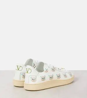 Valentino Garavani Royco Vlogo Printed Leather Sneakers - White