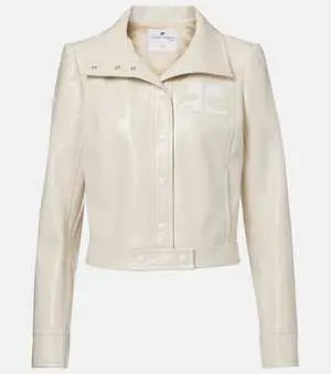COURREGES Logo Faux Leather Jacket