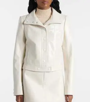 COURREGES Logo Faux Leather Jacket