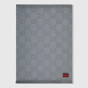 Gucci Gg Wool Silk Jacquard Blanket - Grey